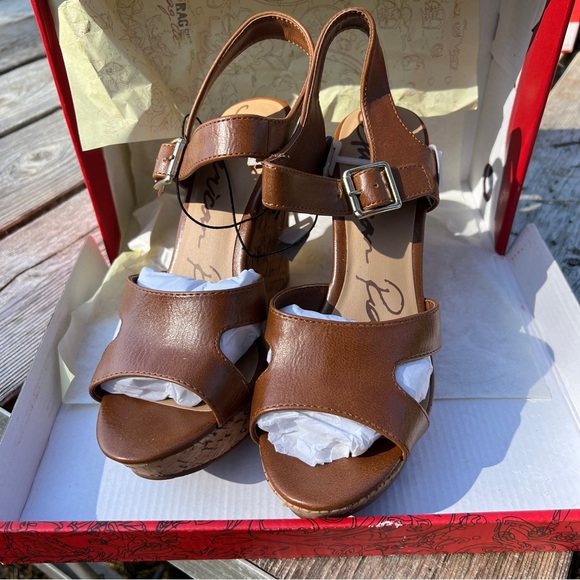 American Rag | Shoes | Newbox American Rag Rochelle Cognac 45 Cork Wedge Heel Platform Sandals ...